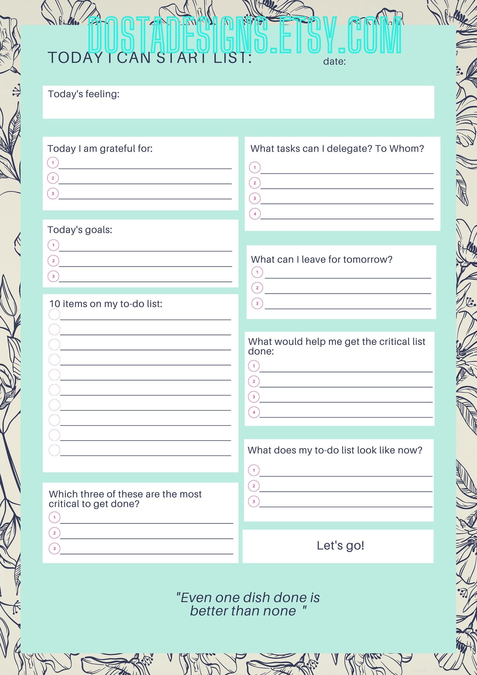 To-do List Chart Agenda When You Can't Start Depression Motivation ...