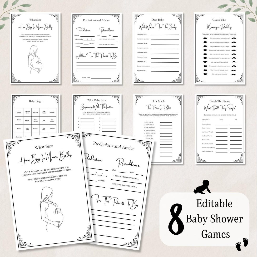 Minimalistic Baby Shower Game PRINTABLE, Gender Reveal Activity BUNDLE ...