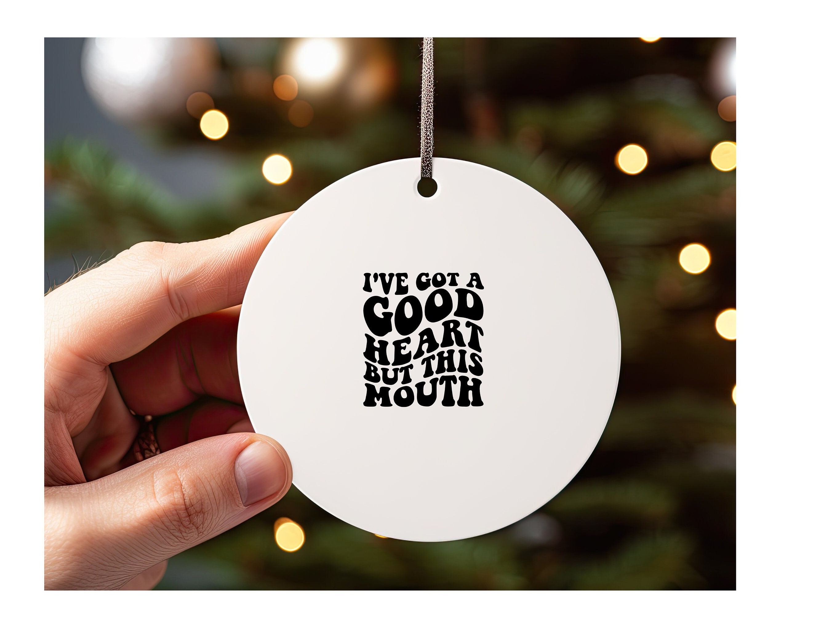 I Have a Good Heart but This Mouth Sacrastic Ornament Funny - Etsy