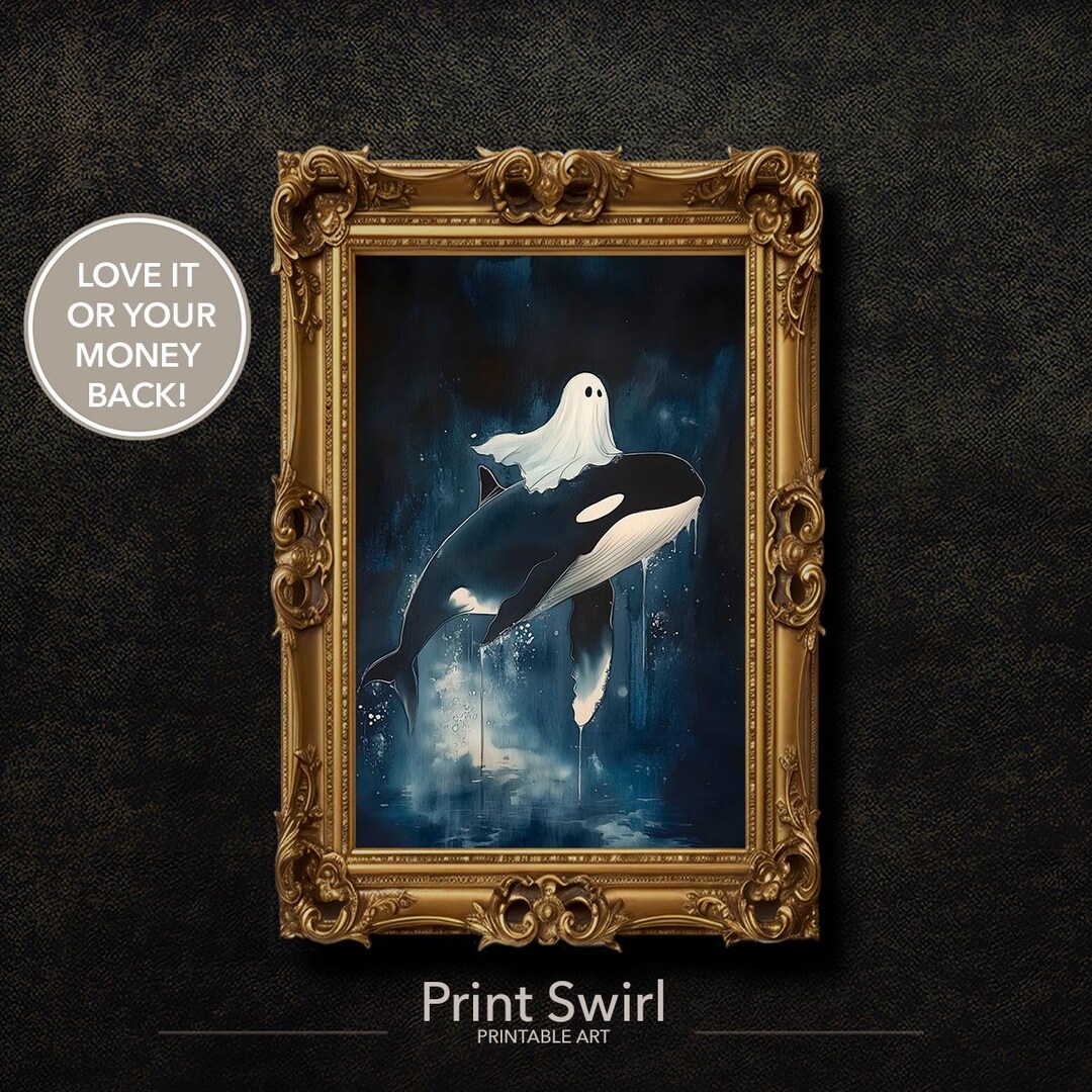 Orca Ghost Ride, Dark Academia Decor, Whimsigoth Wall Art, Orca Art ...