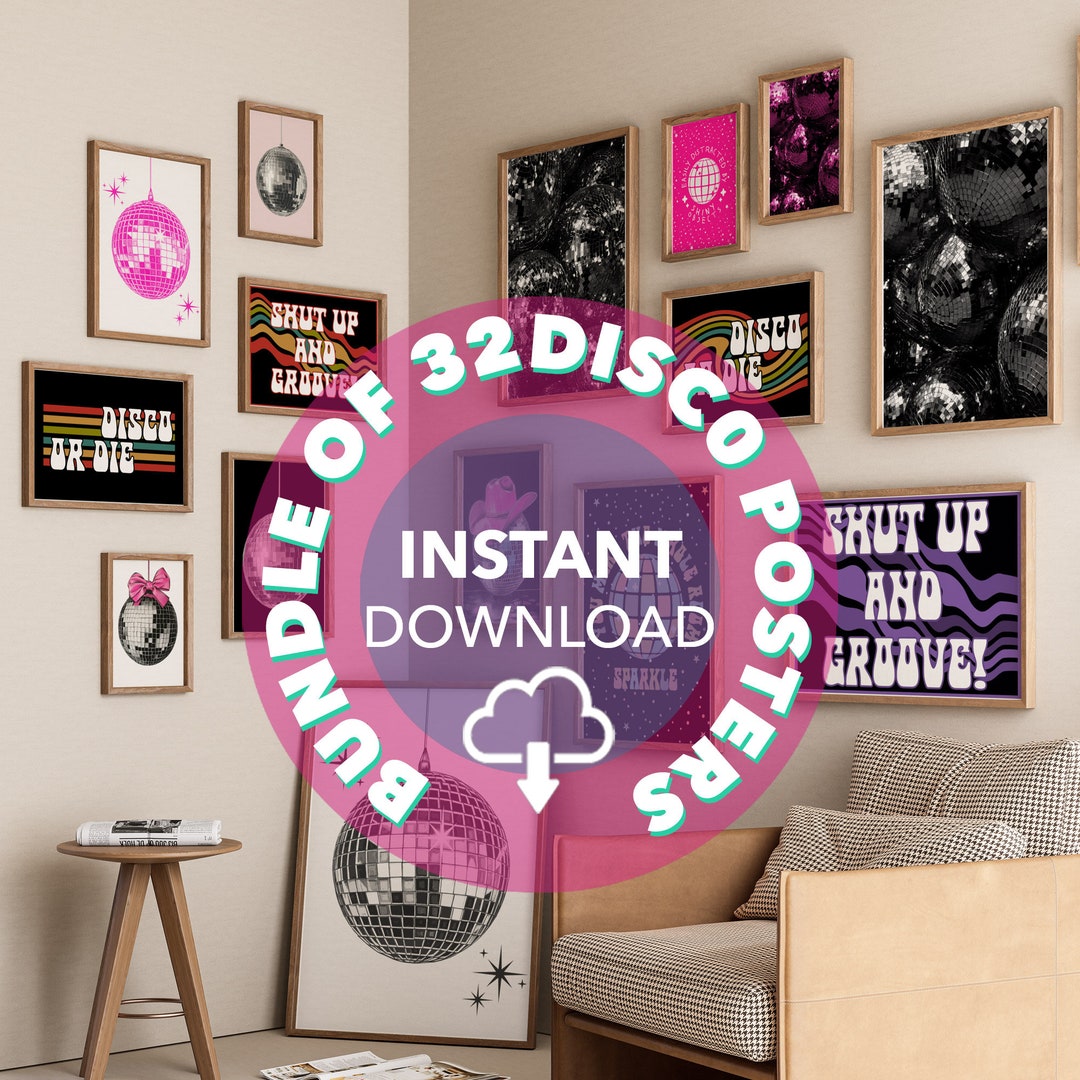 Disco Ball Poster Set: 70s Retro Wall Art (digital Download) - Etsy