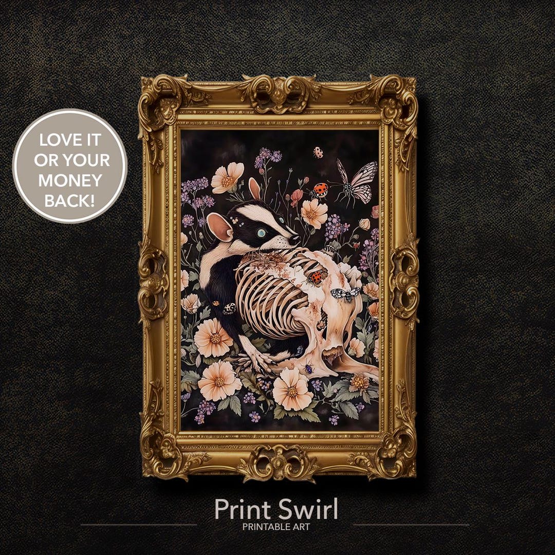 Decay Skunk, Dark Academia Decor, Whimsigoth Wall Art, Moody Gothic ...