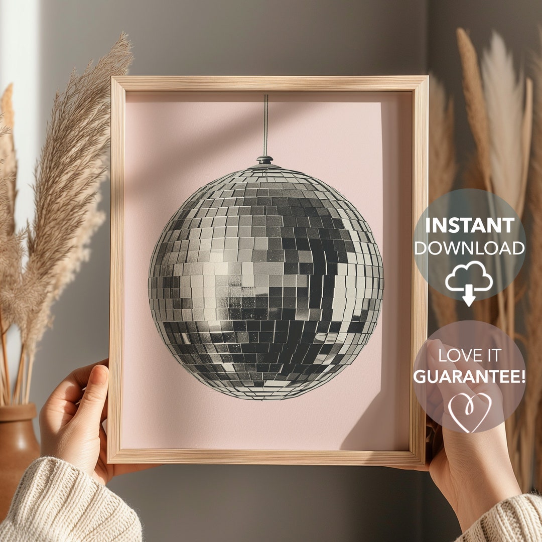 Disco Ball Print, Mirror Ball Wall Art, Discoball Wall Print Poster ...