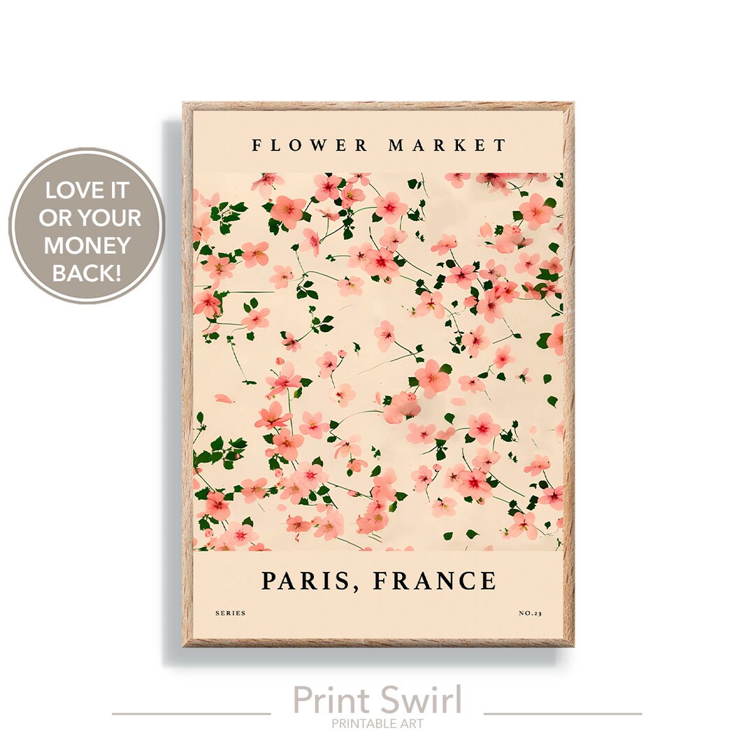 Flower Market Print, Paris Cut Out Wall Art Print, Botanical Wall Art ...