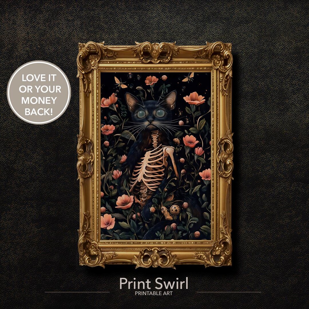 Decay Cat Art, Dark Academia Decor, Whimsigoth Wall Art, Moody Gothic ...