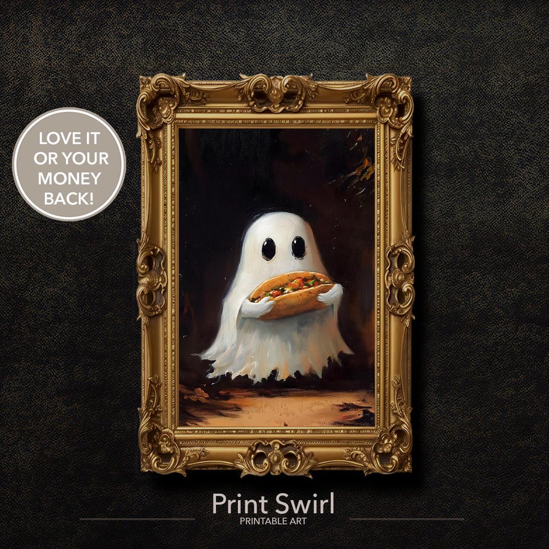 Taco Ghost, Dark Academia Decor, Whimsigoth Wall Art, Moody Gothic ...