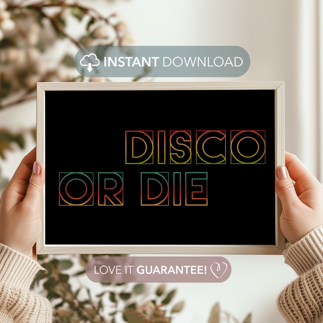 Disco or Die, Funky Retro Print, Vintage Poster, 70s, Party, Wall Art ...