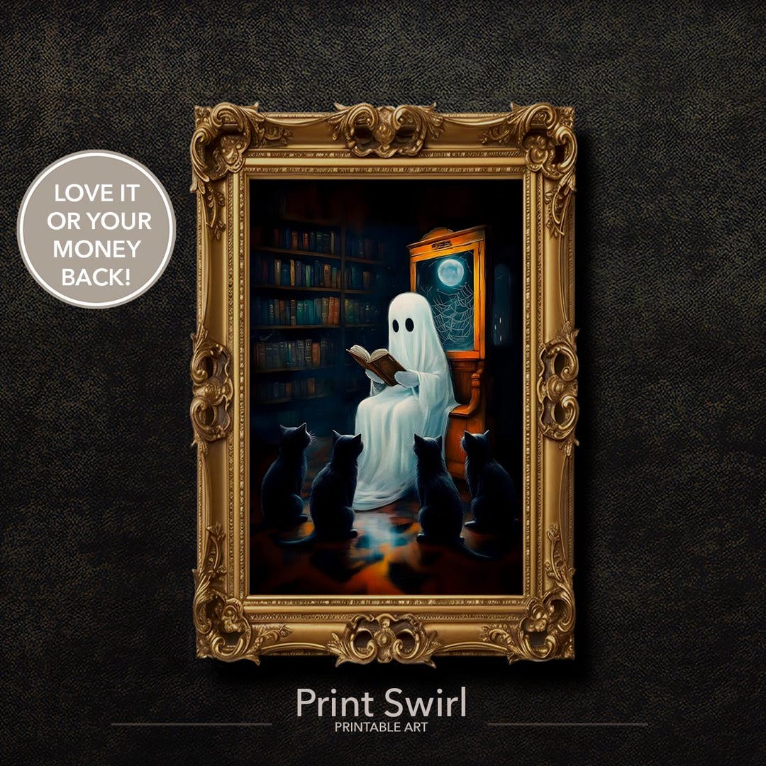Story Time Ghost, Dark Academia Decor, Whimsigoth Wall Art, Moody ...