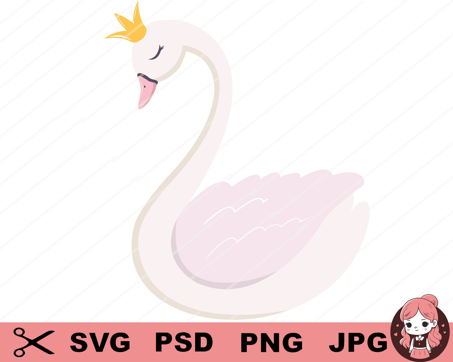Swan Princess Crown Kids Instant Download SVG T-shirt - Etsy Canada