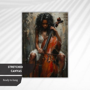 Expressive Cellist Canvas Print - Melodic Contemplation Artwork ...