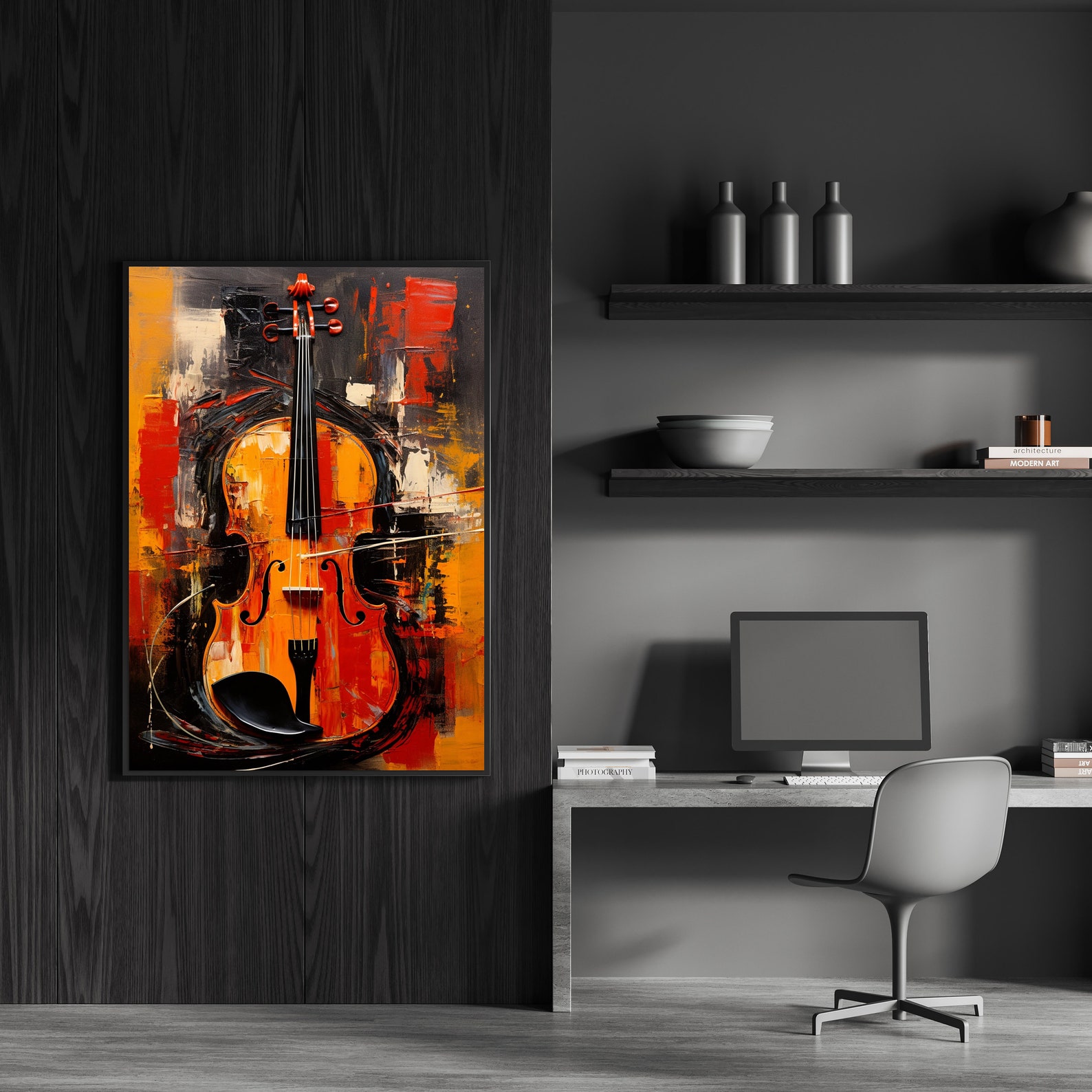 Abstract Violin Symphony - Modern Expressionist Violin Canvas Art ...