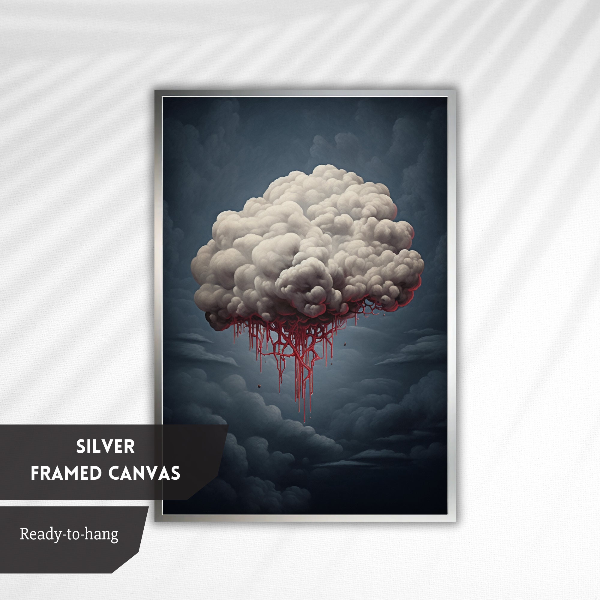 Surreal Bleeding Cloud Canvas Art - Abstract Sky With Red Veins ...