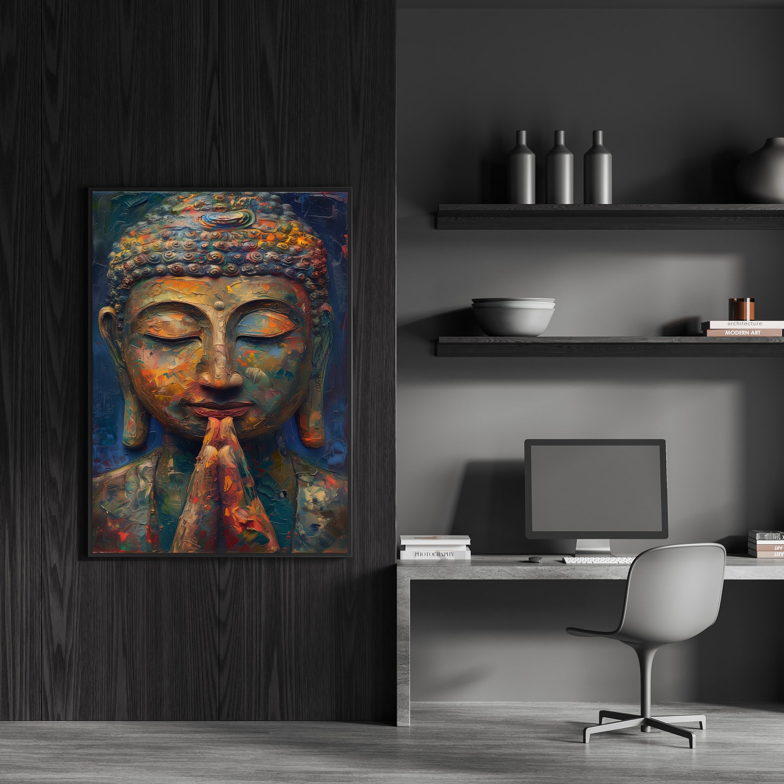 Vibrant Buddha Painting Canvas Print - Textured Meditation Art ...