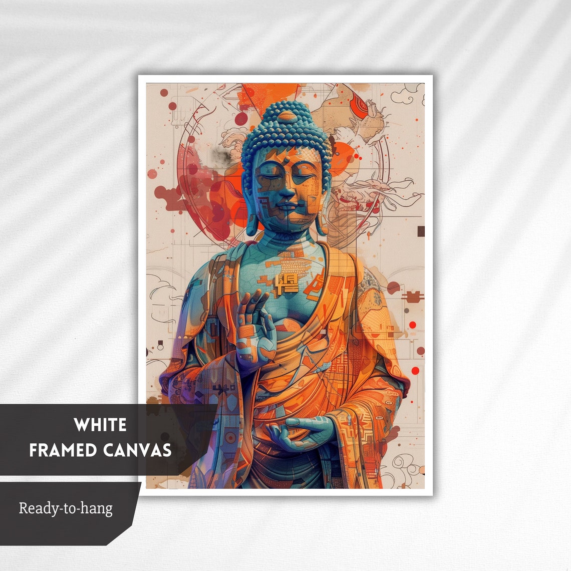 Vibrant Buddha Painting Canvas Print - Textured Meditation Art ...