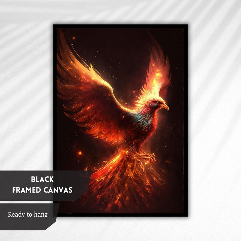 Majestic Phoenix Rising Art Canvas Print,mythical Fire Bird Wall Art ...