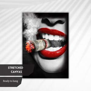 Bold Statement Art Print - Red Lips and Money Roll - Provocative Wall ...
