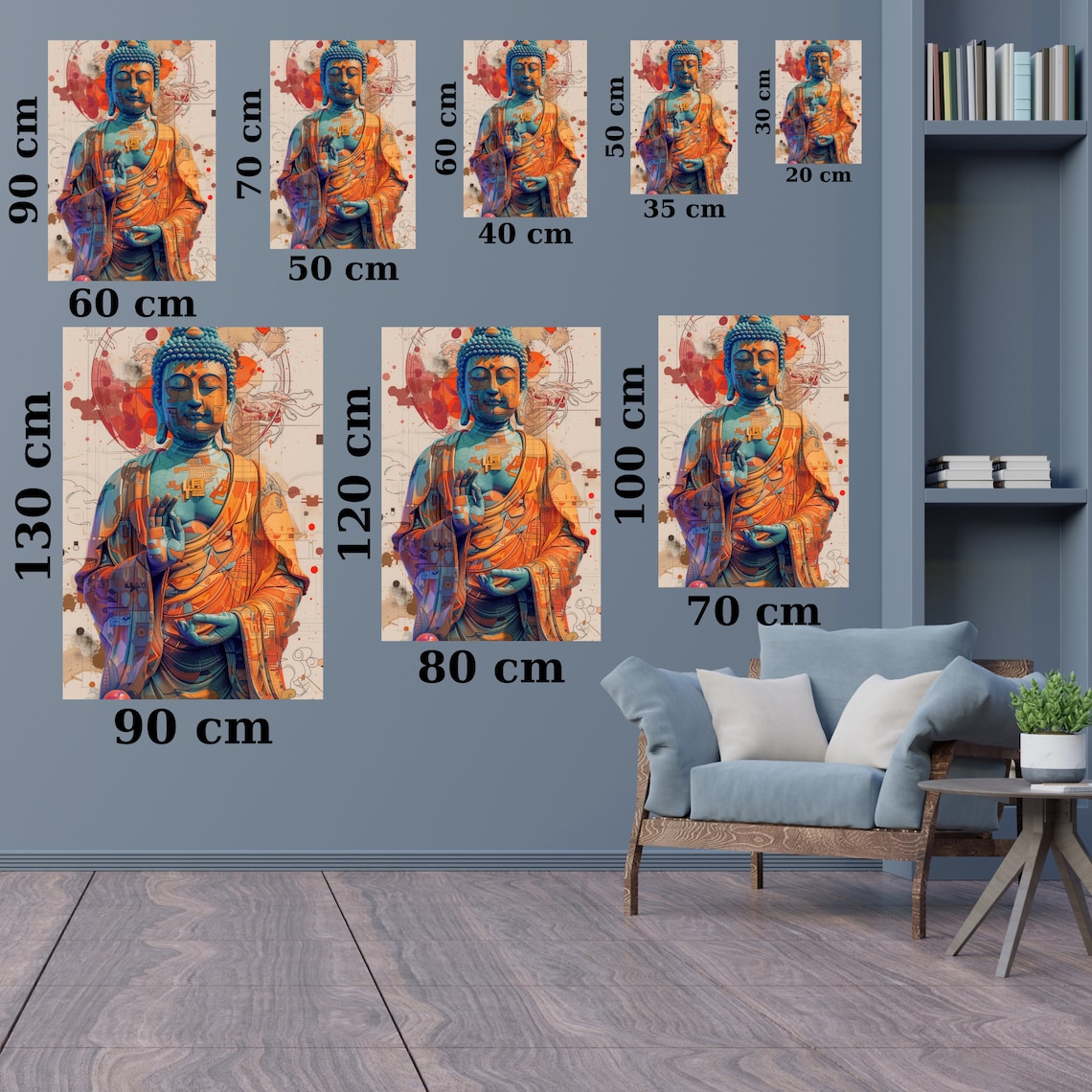 Vibrant Buddha Painting Canvas Print - Textured Meditation Art ...