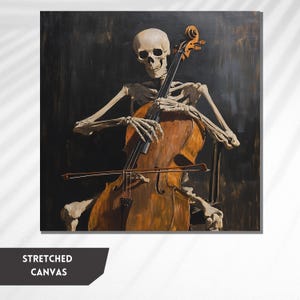 Skeleton Playing Cello Painting – Dark Gothic Musician Art, Unique ...