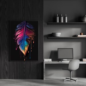 Vibrant Spectrum Feather Art Canvas Print - Modern Abstract Colorful ...