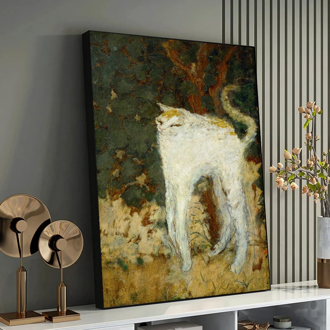 Le Chat Blanc, Vintage White Cat Art Print - Classic Feline Painting ...