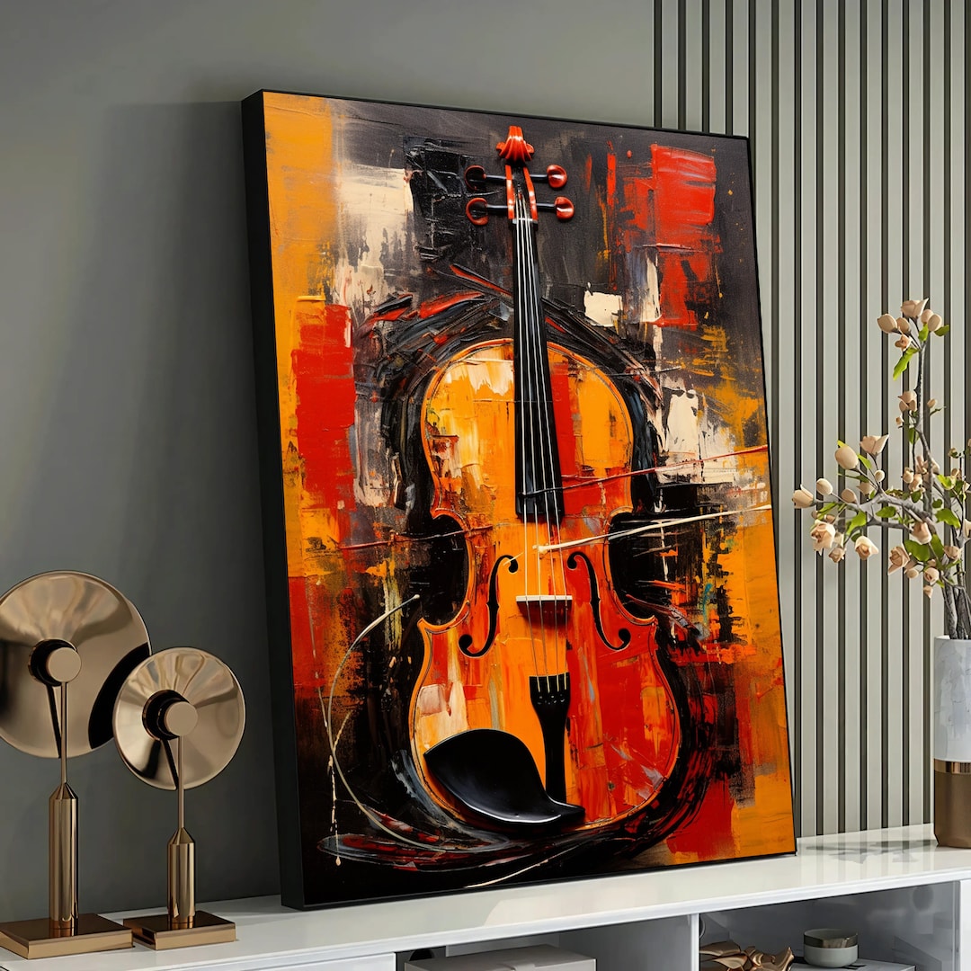 Abstract Violin Symphony - Modern Expressionist Violin Canvas Art ...