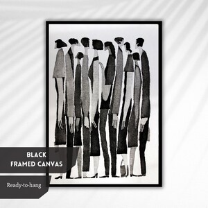 Abstract Silhouette Crowd Canvas Art - Modern Home Decor, Monochrome ...