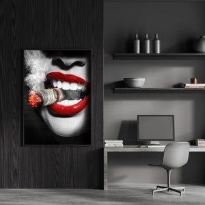 Bold Statement Art Print - Red Lips and Money Roll - Provocative Wall ...
