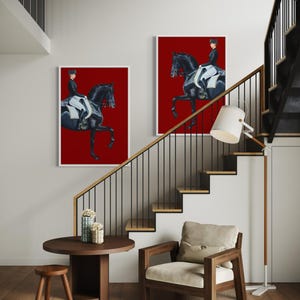 2 Set:elegant Dressage Horse Rider Art - Equestrian Wall Decor, Perfect ...