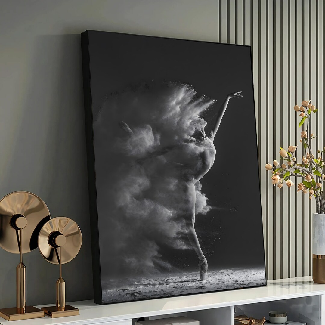 Dramatic Ballet Dancer in Dust Art Print - Dynamic Ballerina Movement ...
