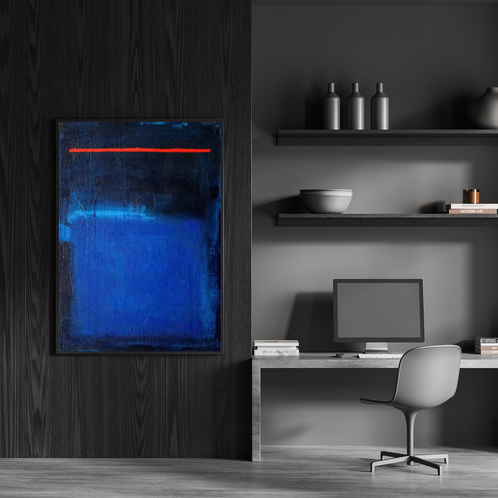 Mark Rothko Blau gerahmte Leinwand Gemälde, abstrakte Leinwand ...