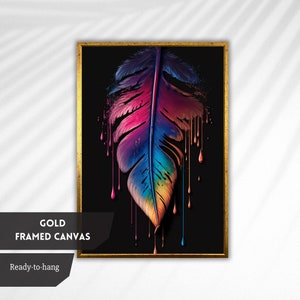 Vibrant Spectrum Feather Art Canvas Print - Modern Abstract Colorful ...