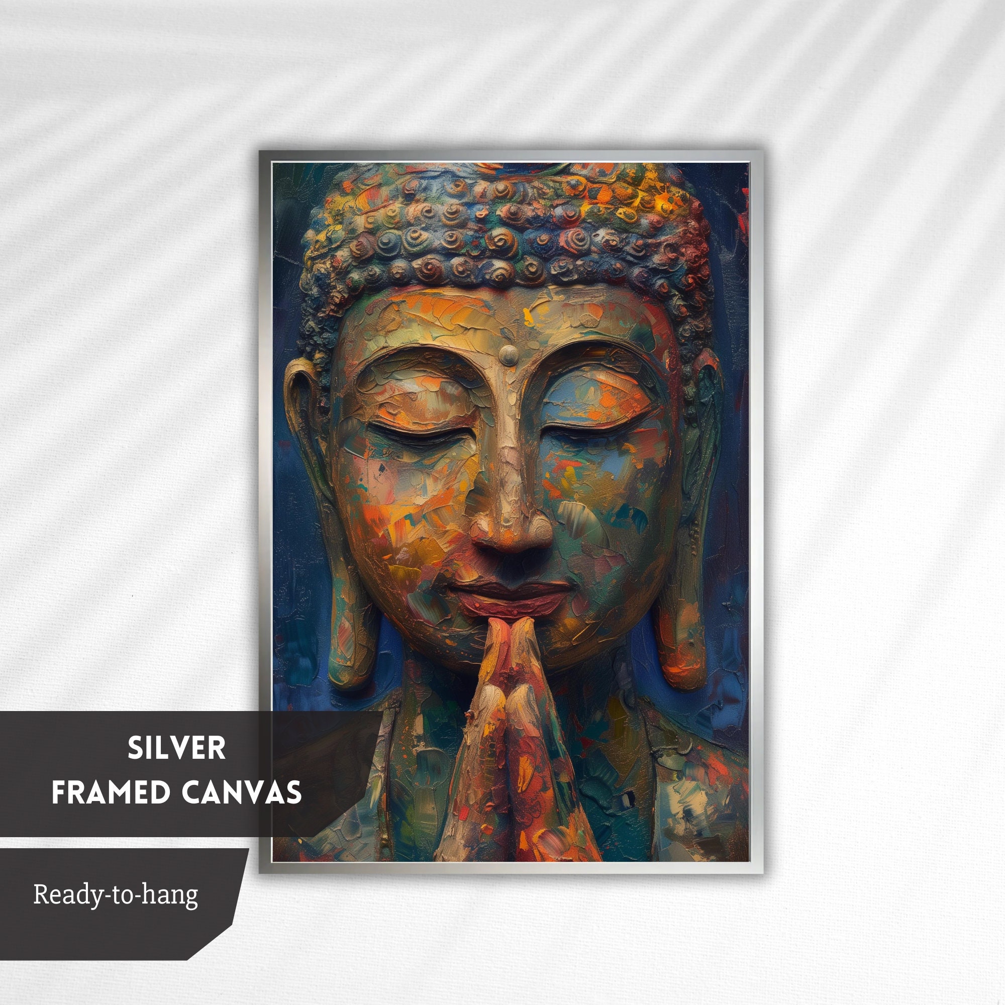 Vibrant Buddha Painting Canvas Print - Textured Meditation Art ...