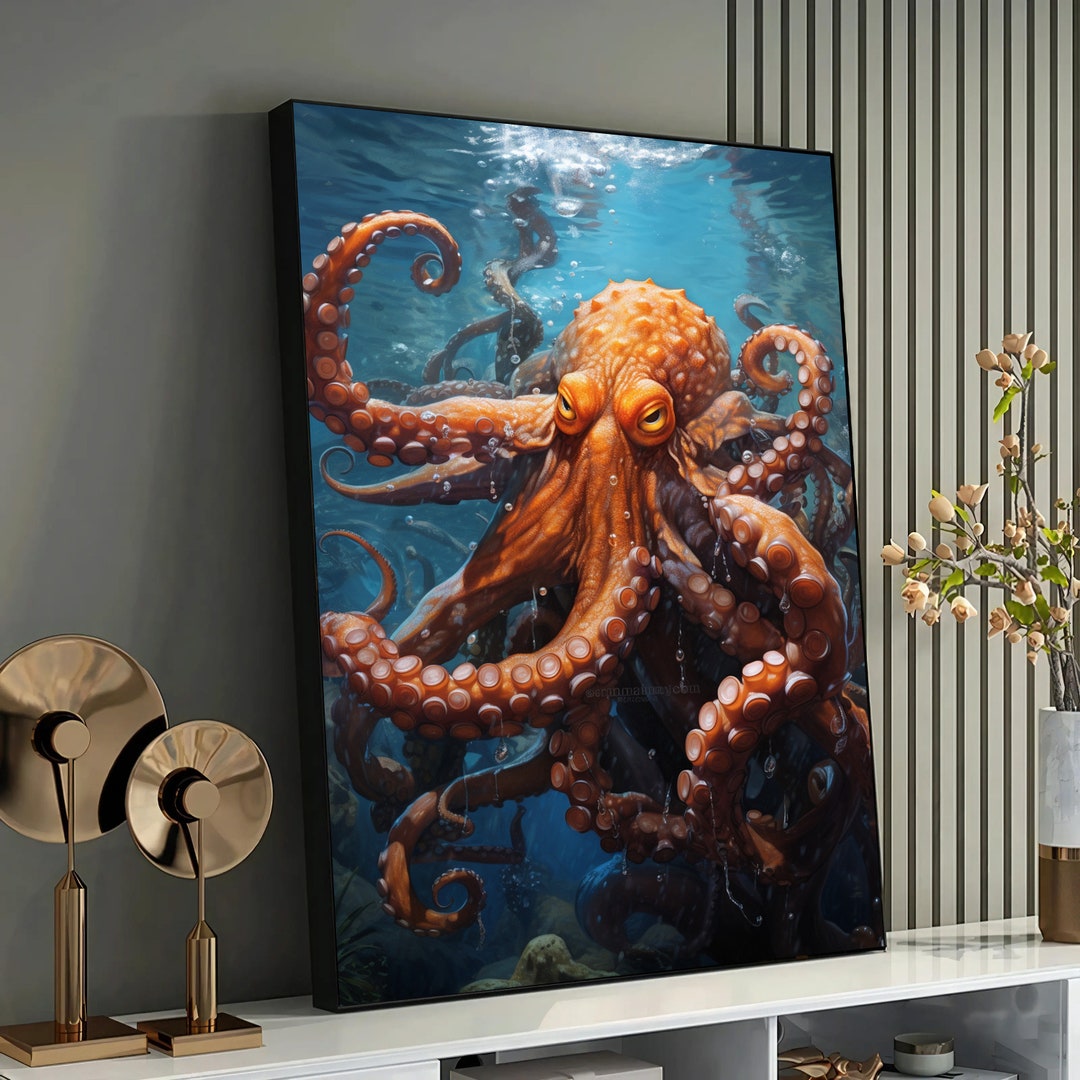 Octopus Canvas Print, Marine Life Art, Ocean Wall Decor,nautical Theme ...