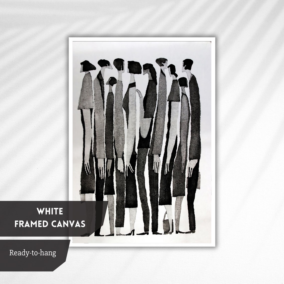 Abstract Silhouette Crowd Canvas Art - Modern Home Decor, Monochrome ...