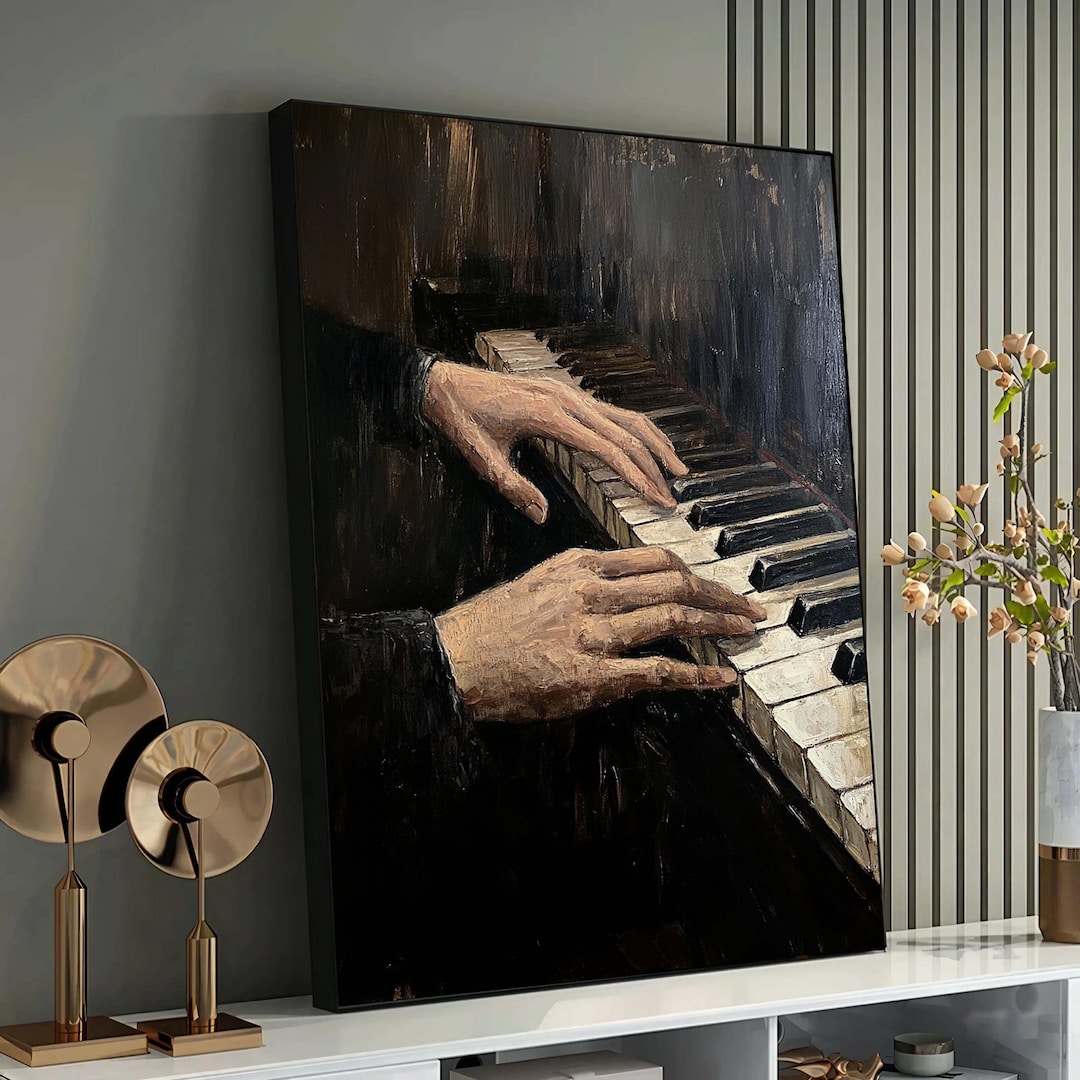 Classical Piano Art, Realistic Hands on Keys Painting, Musician Gift ...
