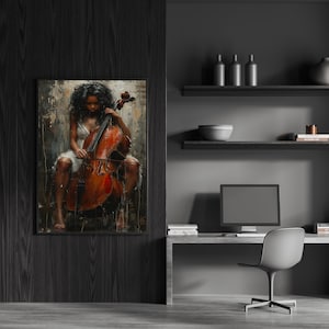 Expressive Cellist Canvas Print - Melodic Contemplation Artwork ...