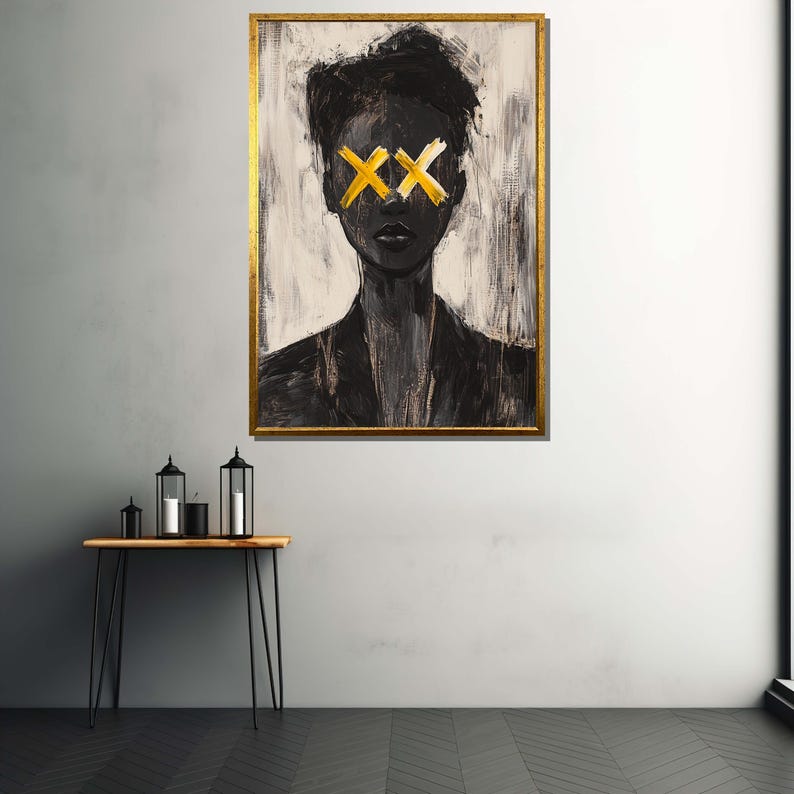 Abstract X Eyes Portrait – Bold Black and White Expressionism, Edgy ...