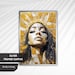 Golden Sun Goddess Art, Abstract Female Portrait, Gold Textured Canvas ...