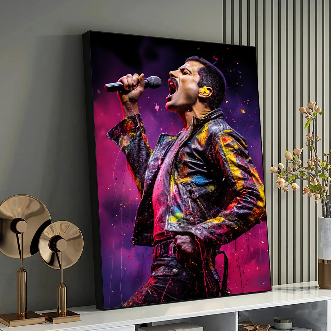 Musician Portrait Art, Vibrant Canvas Print, Abstract Singer Painting ...