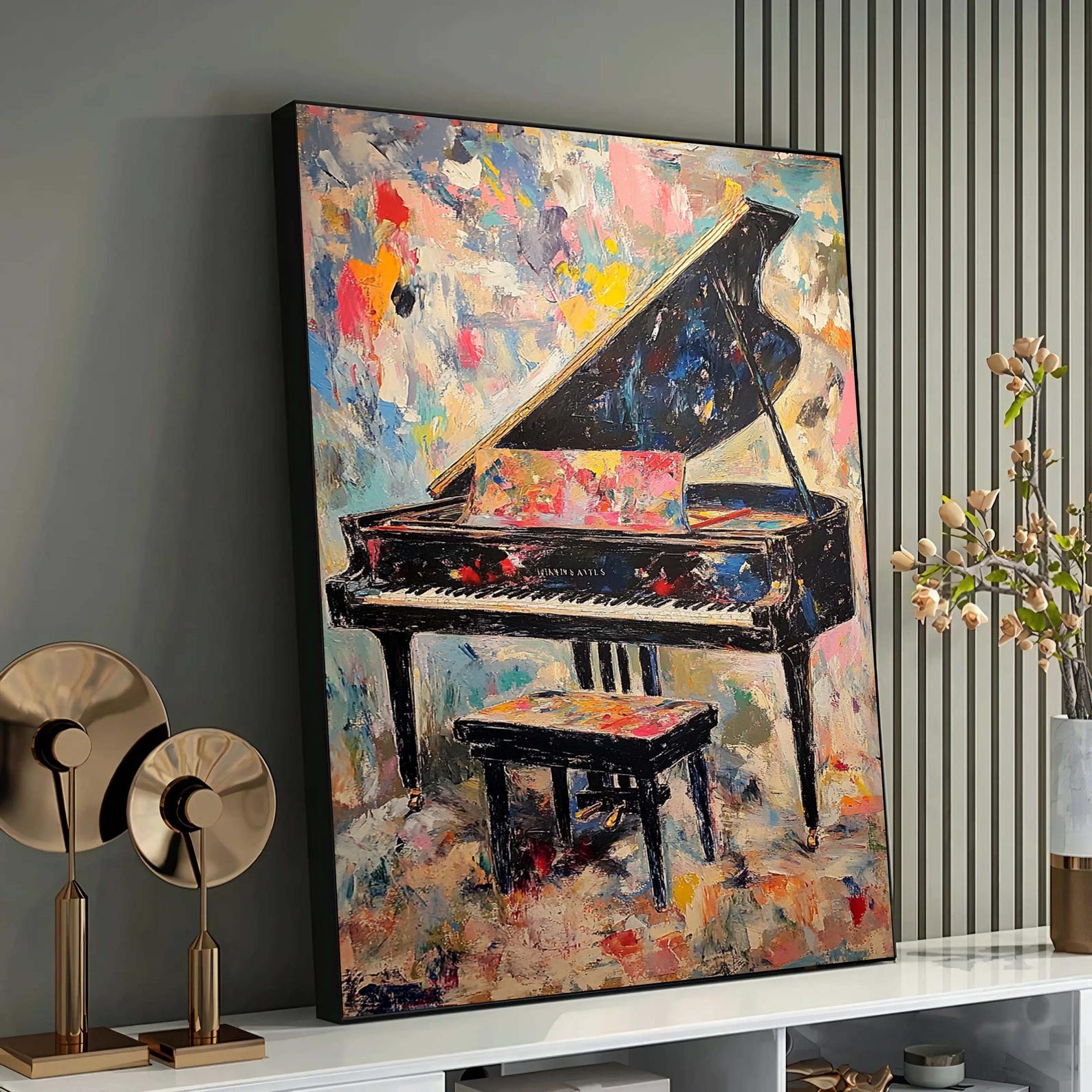 Colorful Piano Painting, Abstract Grand Piano Art, Music Lover Gift ...