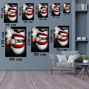 Bold Statement Art Print - Red Lips and Money Roll - Provocative Wall ...