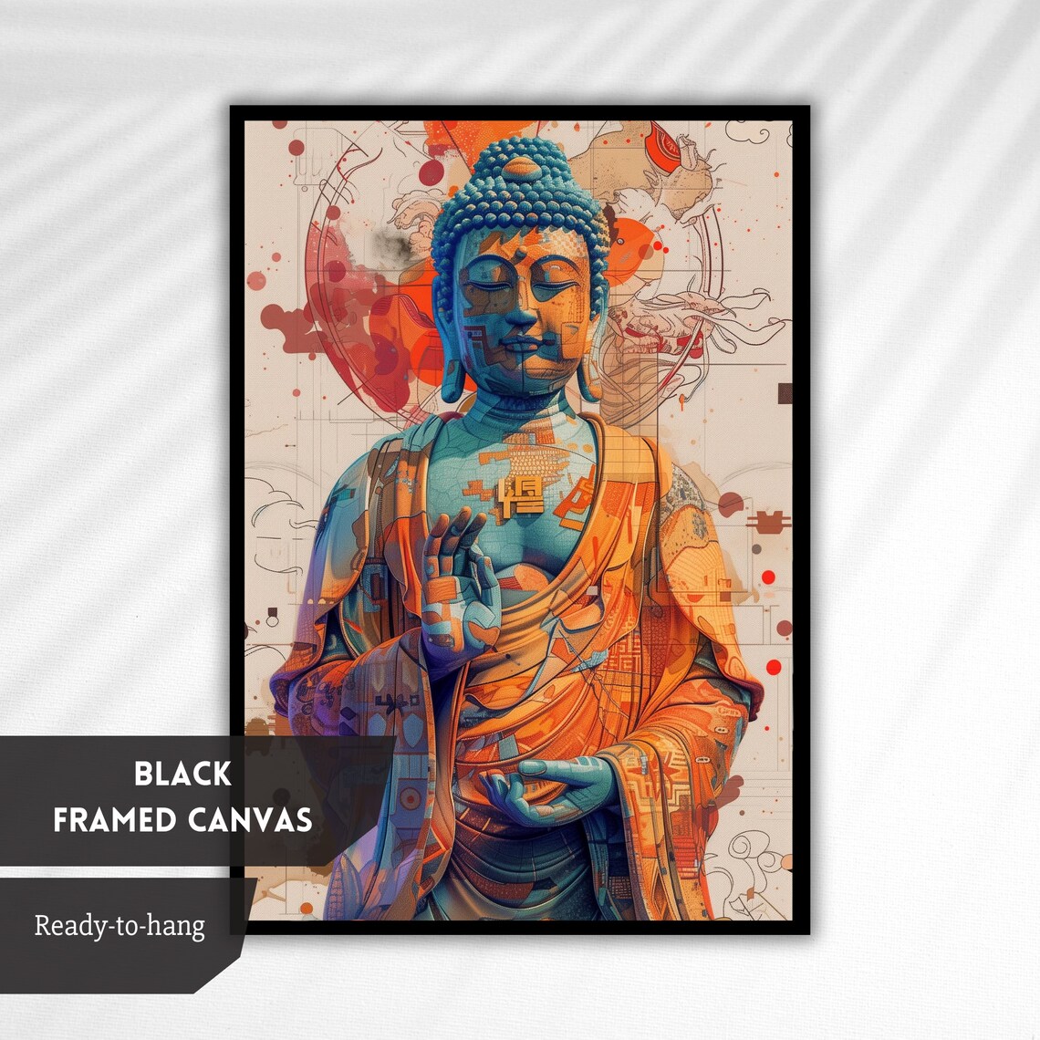 Vibrant Buddha Painting Canvas Print - Textured Meditation Art ...