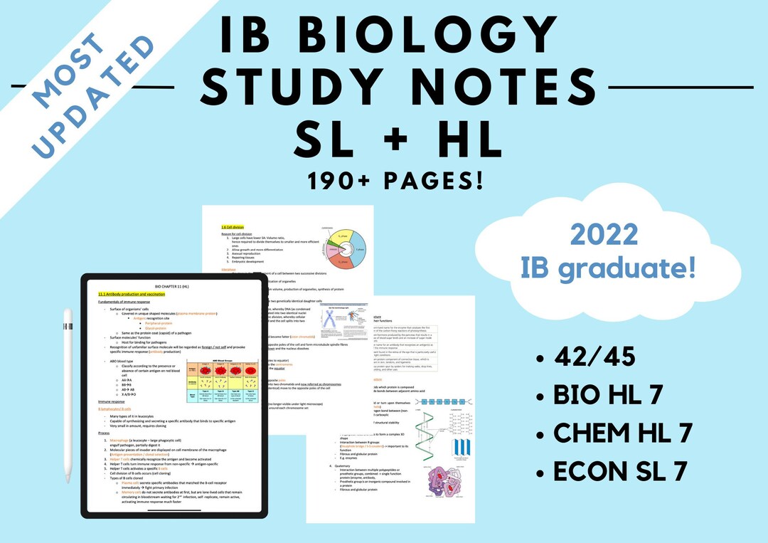 IB Biology SL/HL Study Notes - Etsy