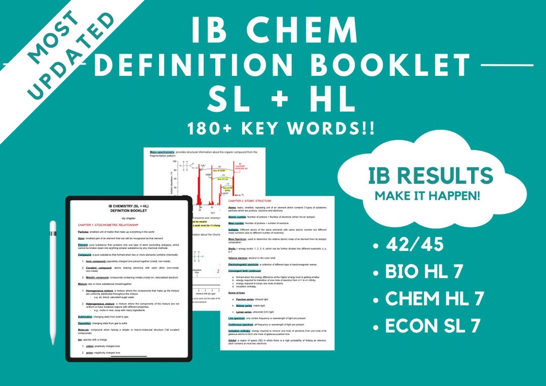 IB Chemistry Definition Booklet (SL + HL) - Etsy
