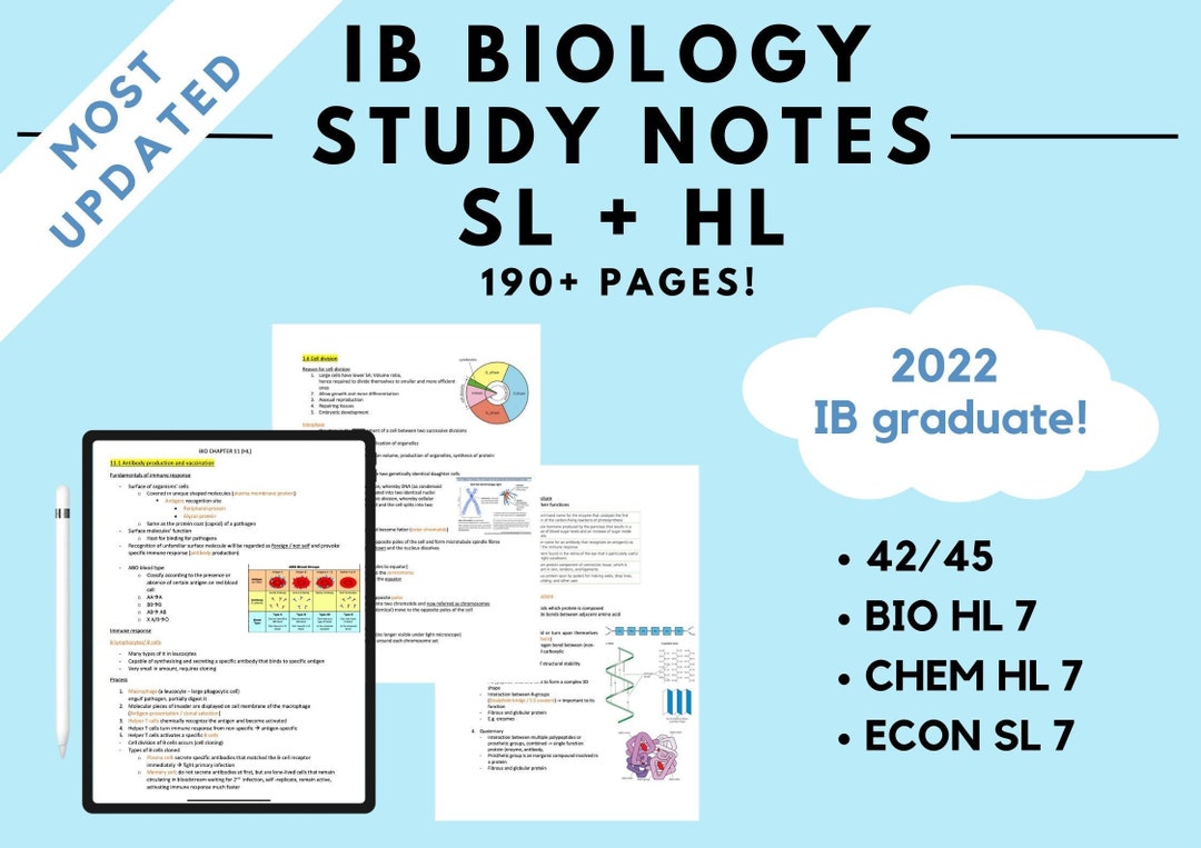 IB Biology SL/HL Study Notes - Etsy