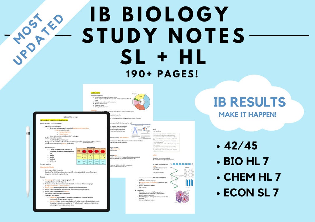 IB Biology SL/HL Study Notes - Etsy