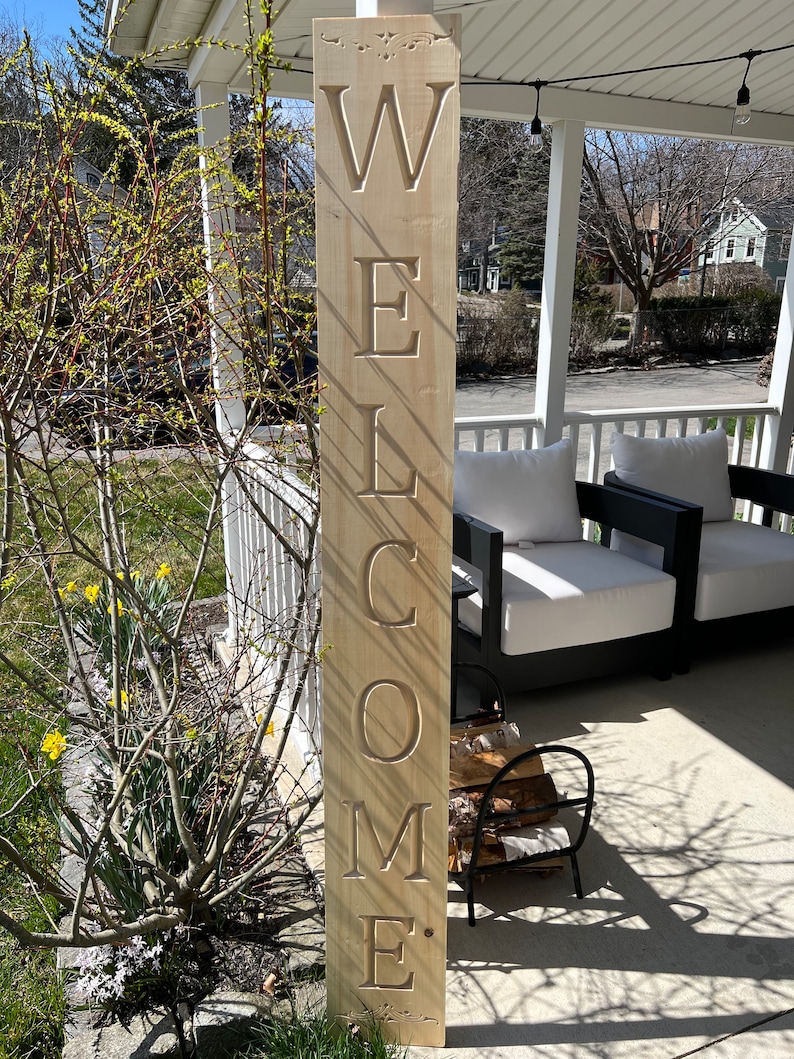 3D Welcome Leaner Carved Porch Sign Welcome Sign Porch Decor Carved ...
