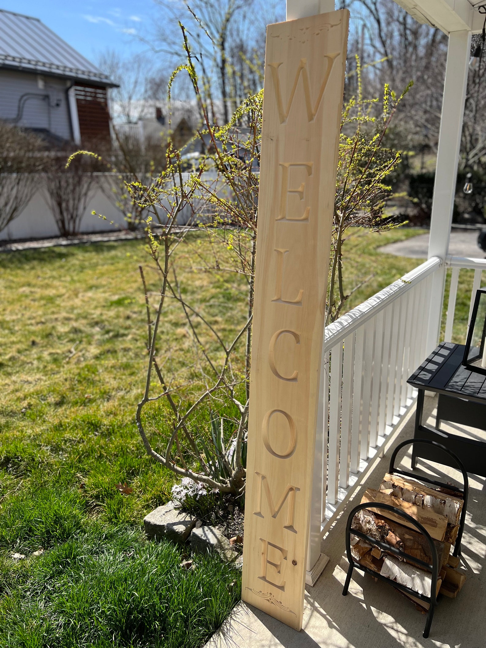 3D Welcome Leaner Carved Porch Sign Welcome Sign Porch Decor Carved ...