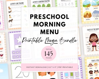 MEGA BUNDLE Preschool Morning Menu Printable | Homeschool Morning Time ...
