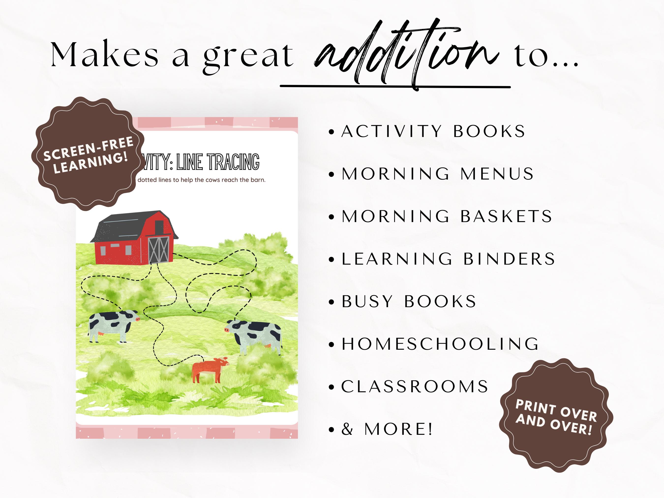 FARM ANIMALS Printable Activity Book, Toddler Busy Book, Learning ...